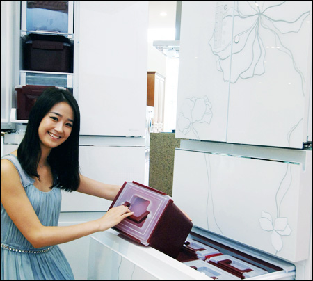 A model reveals LG Electronics new kimchi refrigerator, ... - The Korea ...