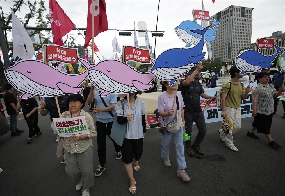 Koreans protest planned release of Fukushima wastewater during visit by ...