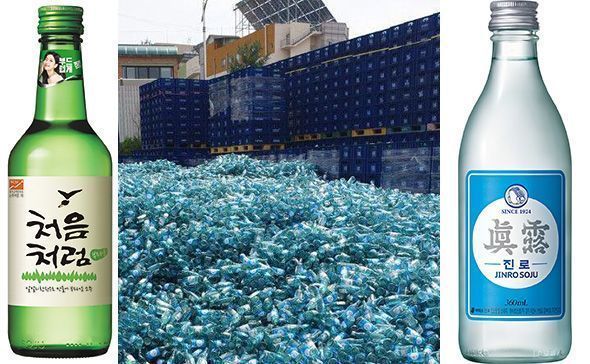 How do soju bottles with different colors get recycled? - The Korea Times